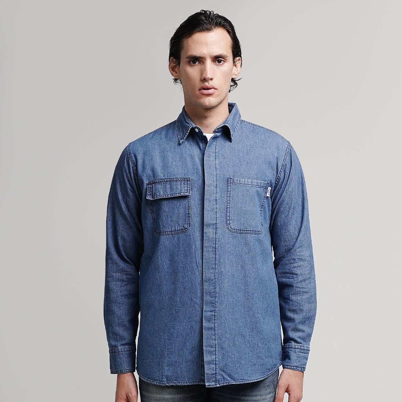 Lee Cooper Shirt Reece Worn Medium Blue – Lee Cooper Indonesia